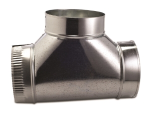 GoHVACR.com | Sheet Metal Tee, 9" 26 Gauge Galvanized Straight w/ Crimp