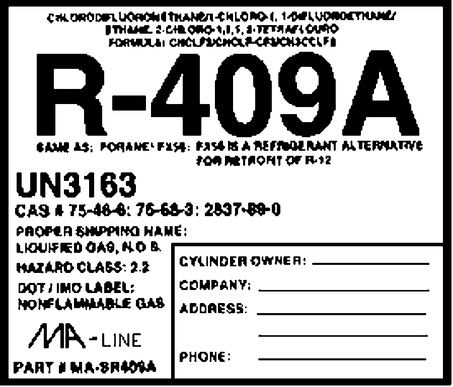 GoHVACR.com | Refrigerant Label, R409A Desert Beige
