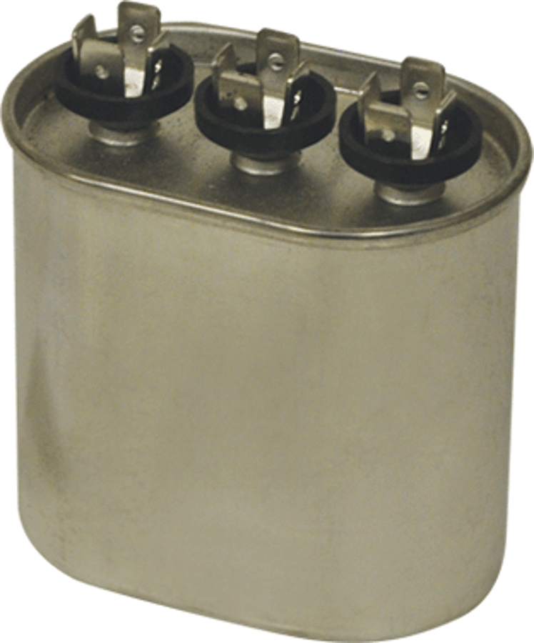 GoHVACR.com | Capacitor, 20/5 mfd 440V Oval Run Dual Section Blue Box
