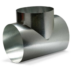GoHVACR.com | Sheet Metal Tee, 16" 24 Gauge Galvanized Straight No Crimp