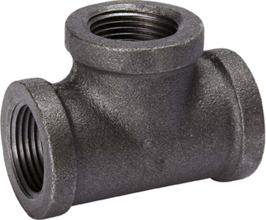 GoHVACR.com | Reducing Tee, 1-1/2" x 3/4" 2-Way 150# Malleable Iron Black