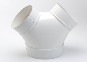 GoHVACR.com | Sheet Metal Wye, 6" x 6" x 6" 26 Gauge PVC Coated